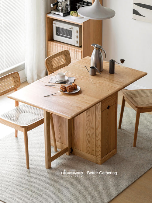 Ash, Oak Solid Wood Folding Dining Table