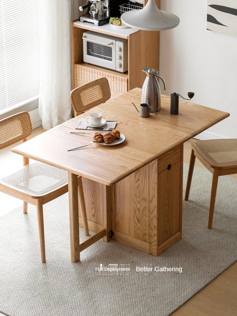 Ash, Oak Solid Wood Folding Dining Table