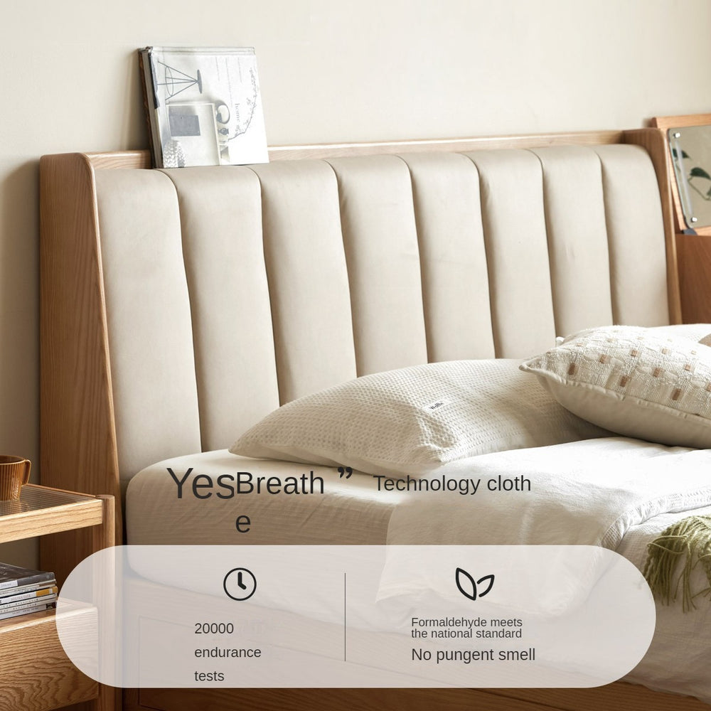 Solid wood box bed storage bed bedroom high box bed double bed ash wood ...