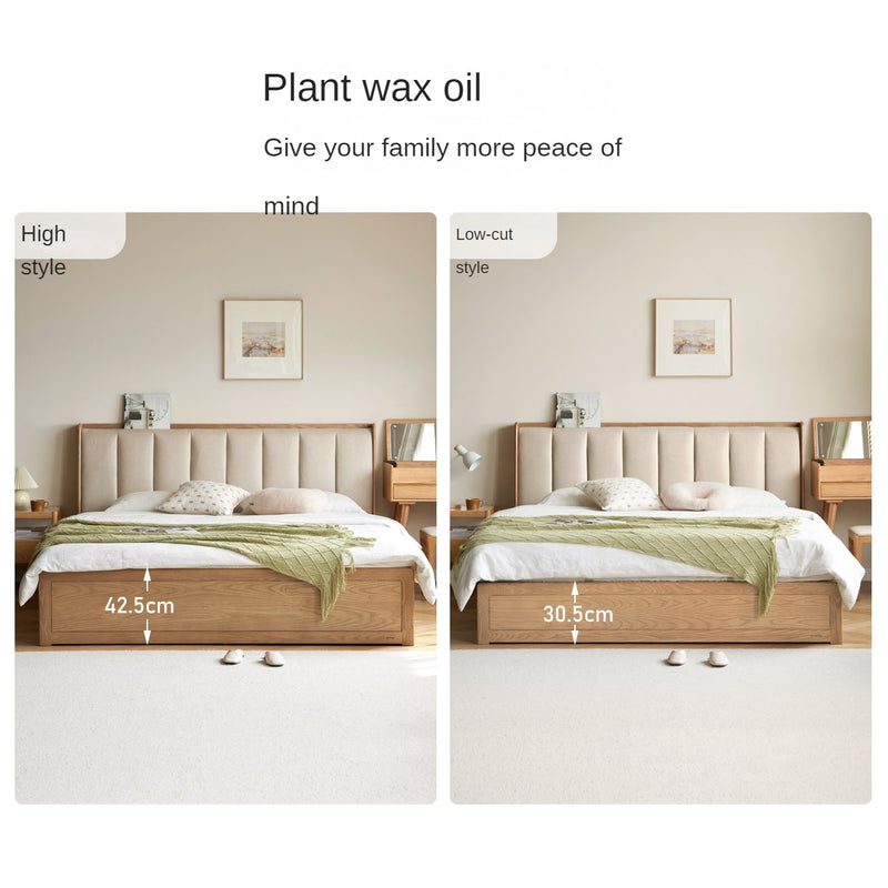 Solid wood box bed storage bed bedroom high box bed double bed ash wood ...