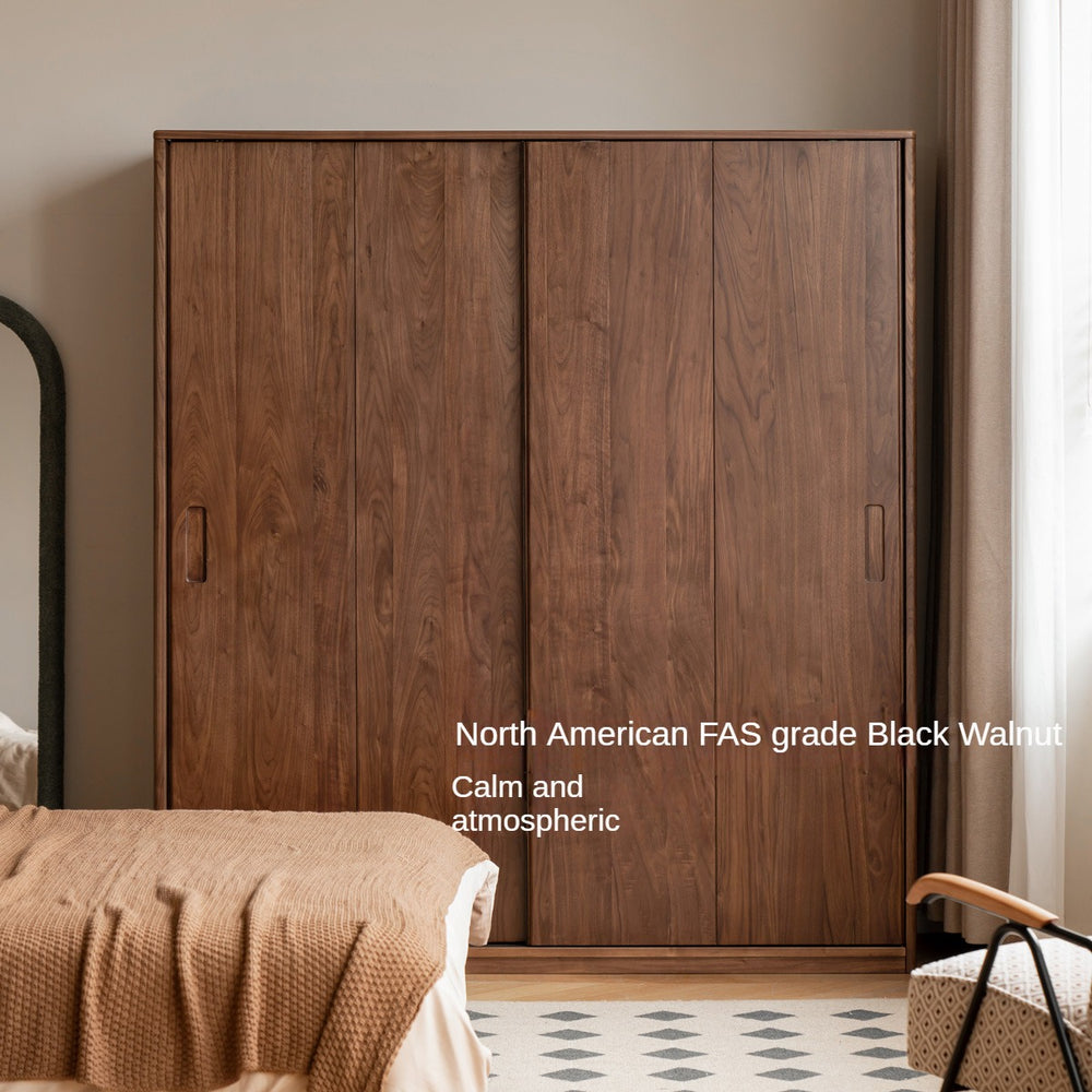 all solid wood sliding door wardrobe home bedroom black walnut sliding ...