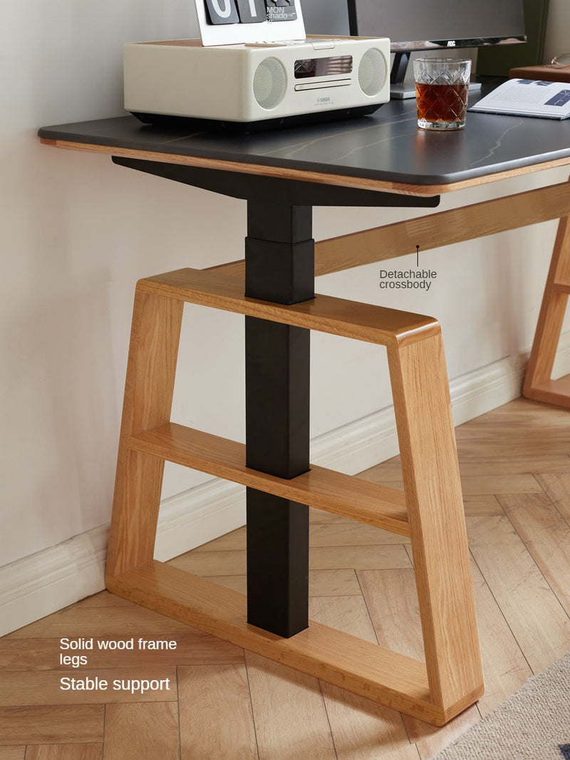 Oak Solid Wood Standing desk With Rock Slab Top