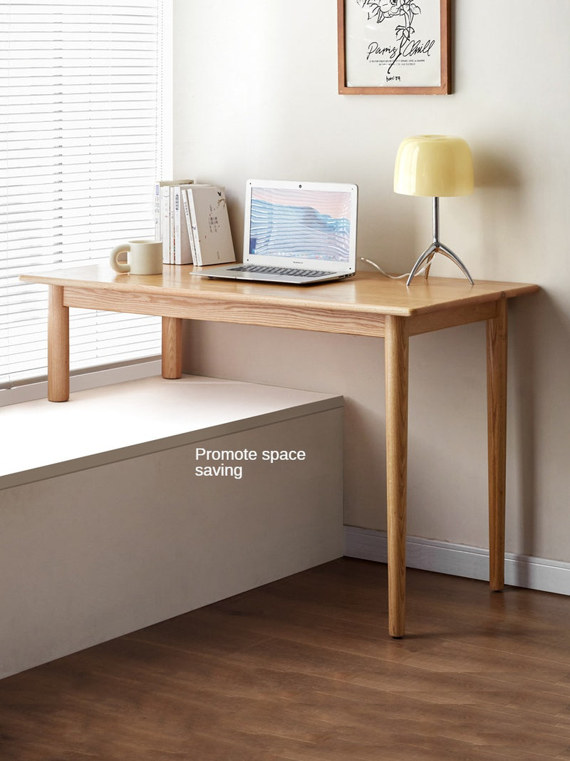 Oak Solid Wood Office Desk, Bay Window Desk Low Table
