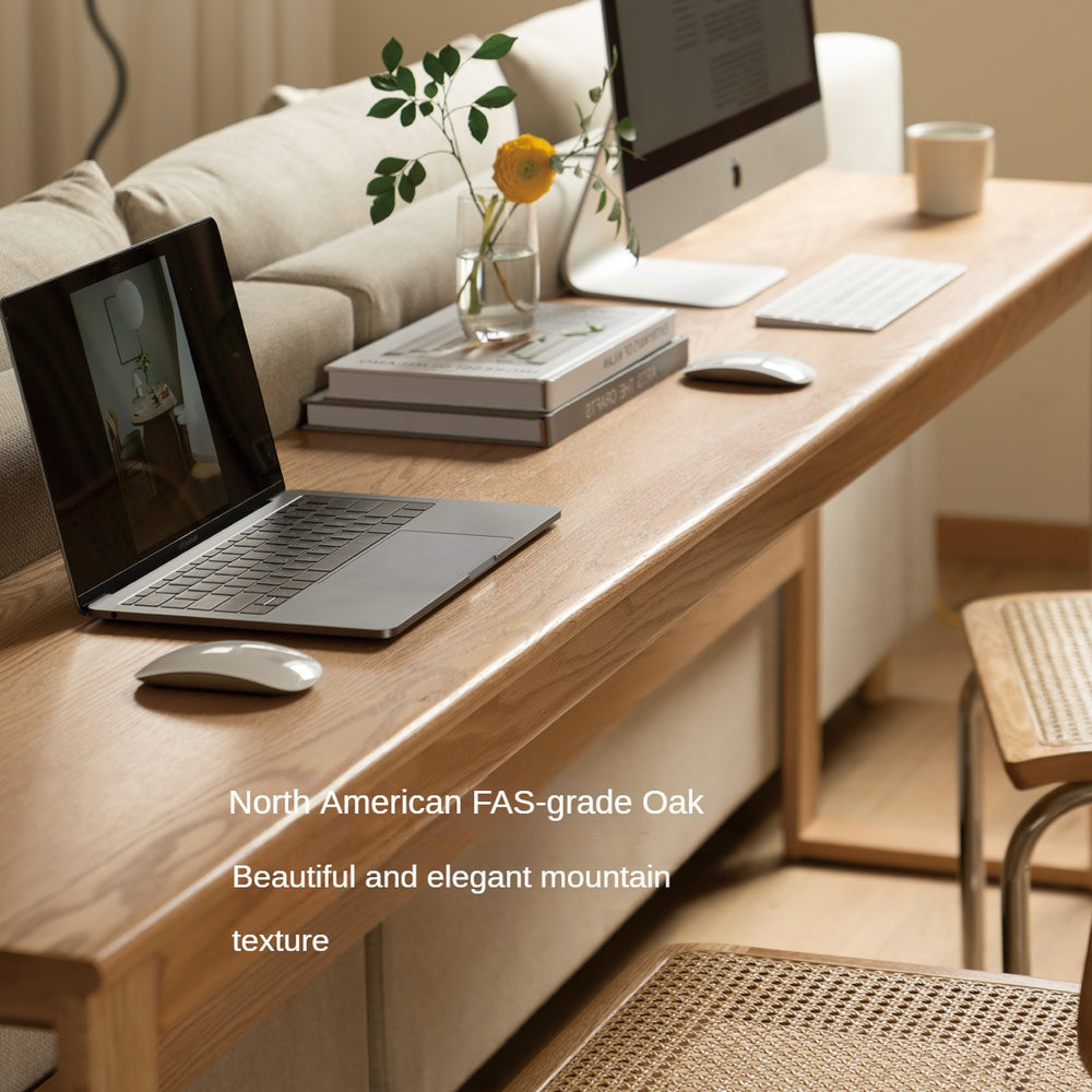 Solid Wood Desk Simple Wall Long Table Oak Work Table Household Large ...