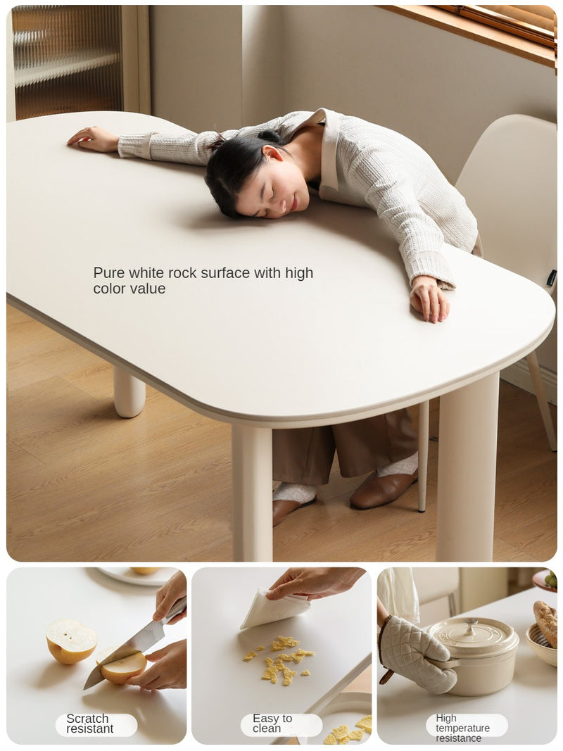 Solid Wood Dining Table Restaurant Rock Plate Dining Table Household ...