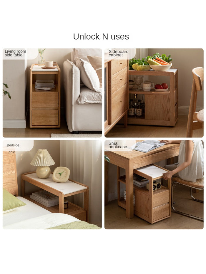 solid wood sofa side cabinet rock plate side table Nordic small ...