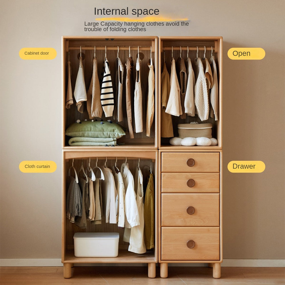 Solid Wood Children's Wardrobe, Home Bedroom, Free Combination Storage ...