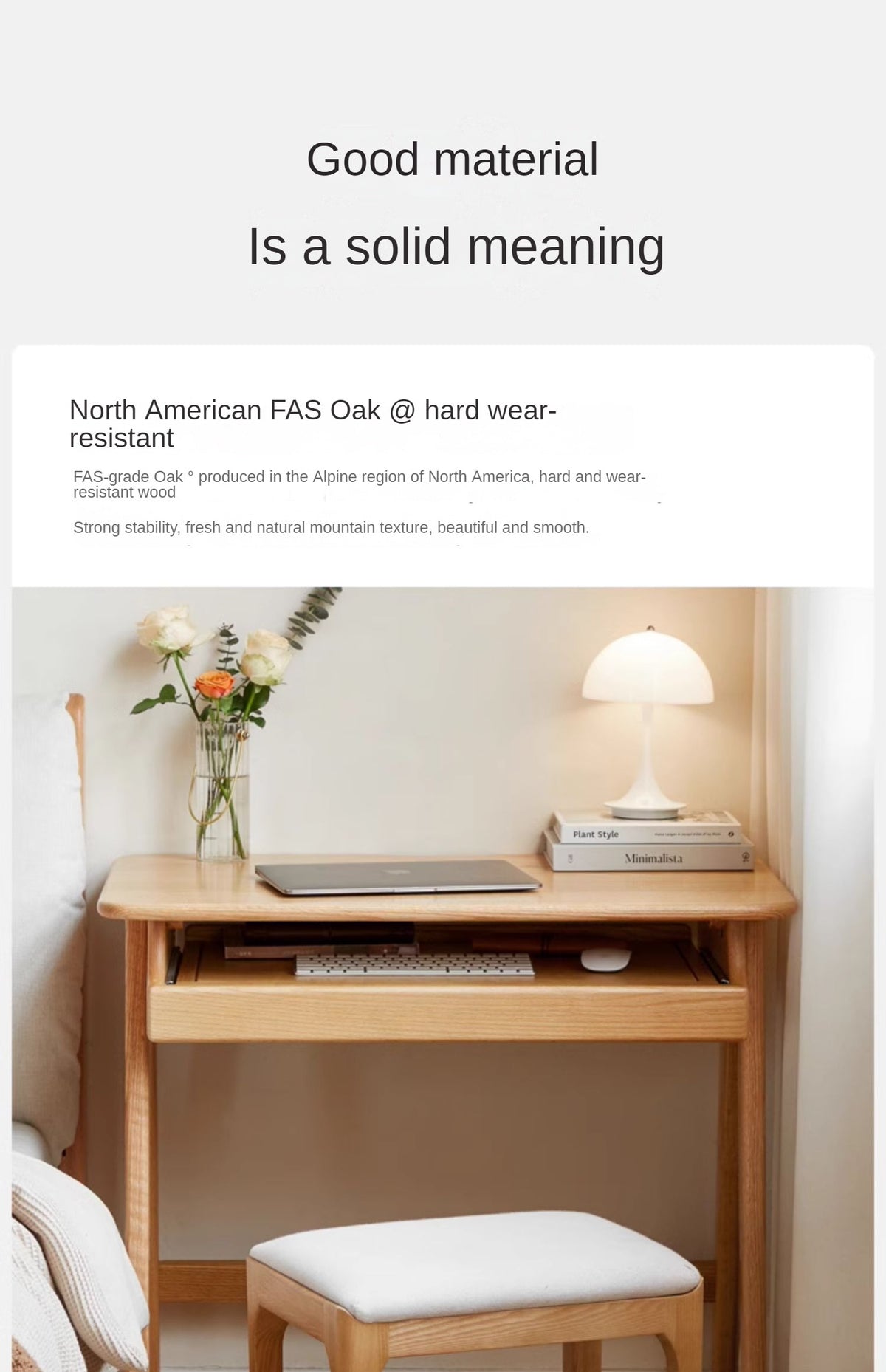 Solid Wood Study Desk with Drawers Oak Office Desk Computer Desk ...