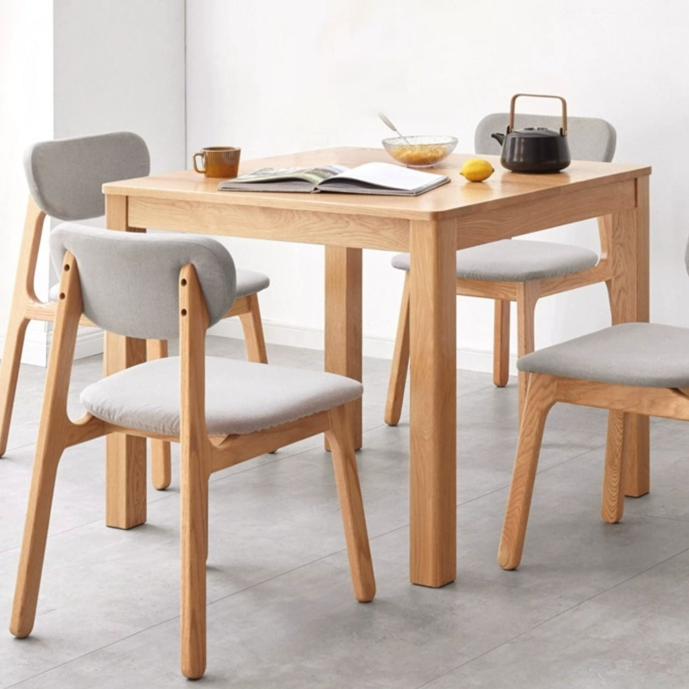 Solid Wood Dining Table, Small Household Oak Square Table, Modern and ...