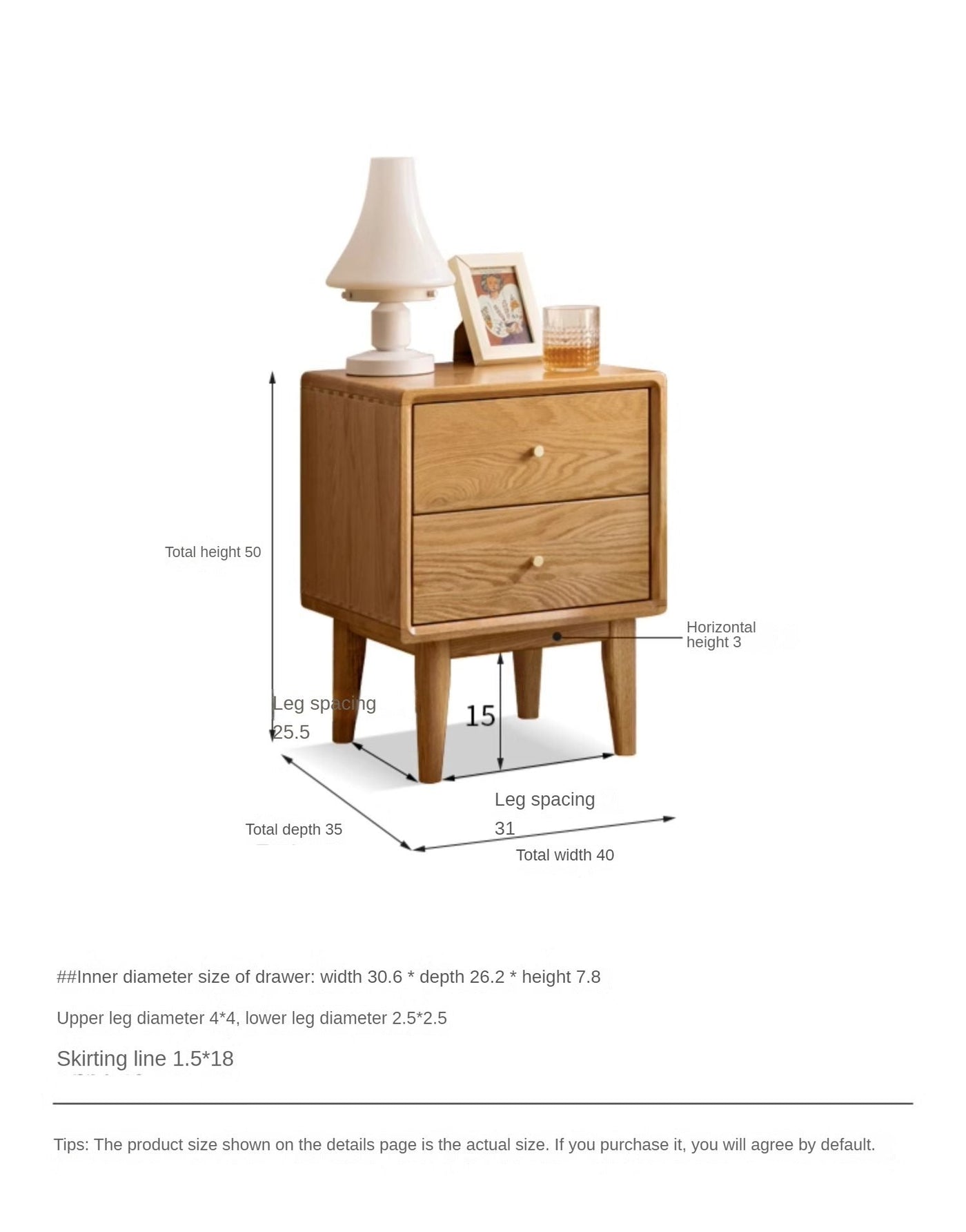 Nightstand Beech, Oak solid wood)