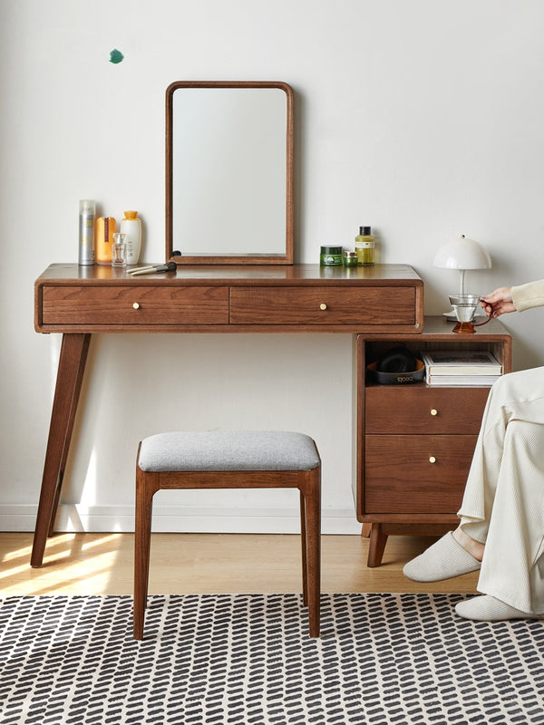 full solid wood makeup table dressing table locker integrated oak ...