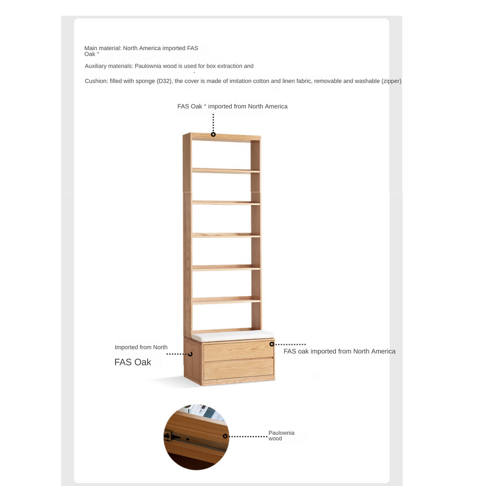 all solid wood wall-to-wall bookcase with card seat floor-standing ...