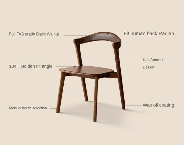 black walnut dining chair new Chinese style solid wood back chair study ...