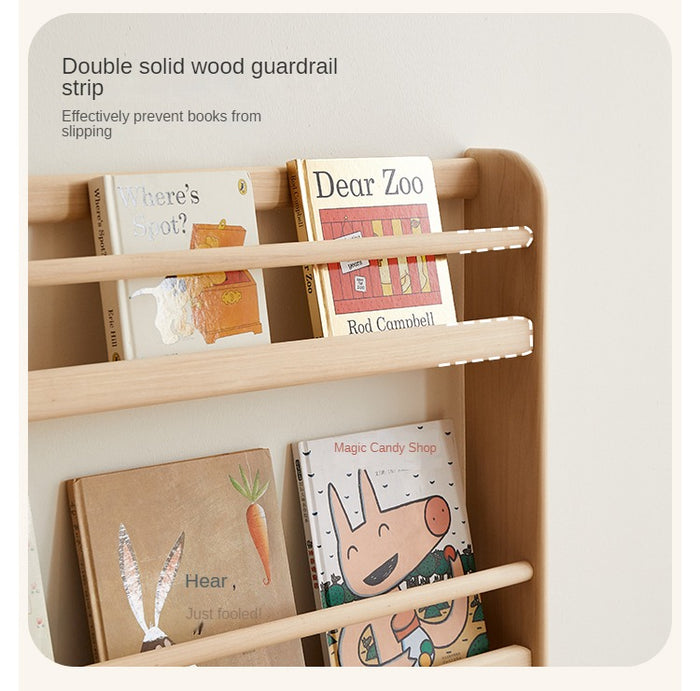 Solid Wood Children's Montessori Picture Book Stand Household Wall ...