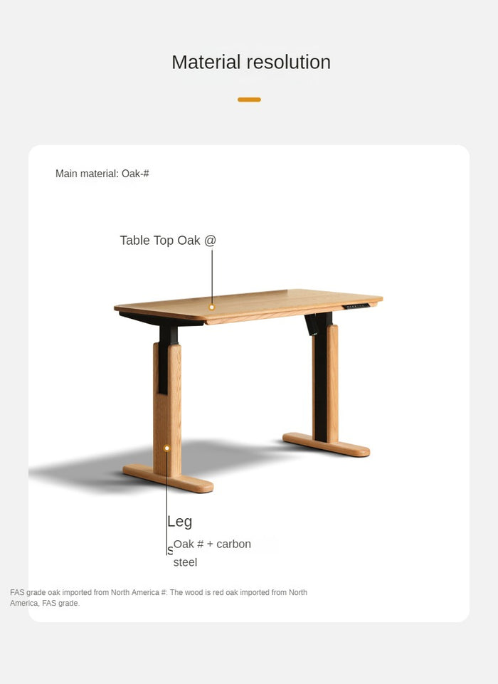 Solid Wood Desk Simple Motor Electric Lift Table Oak Office Desk Home ...