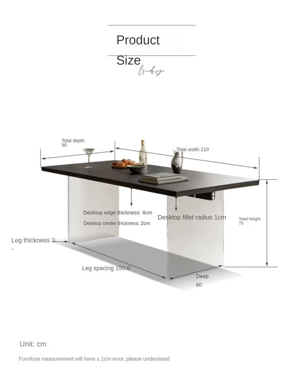 Suspended Dining Table Oak solid wood"