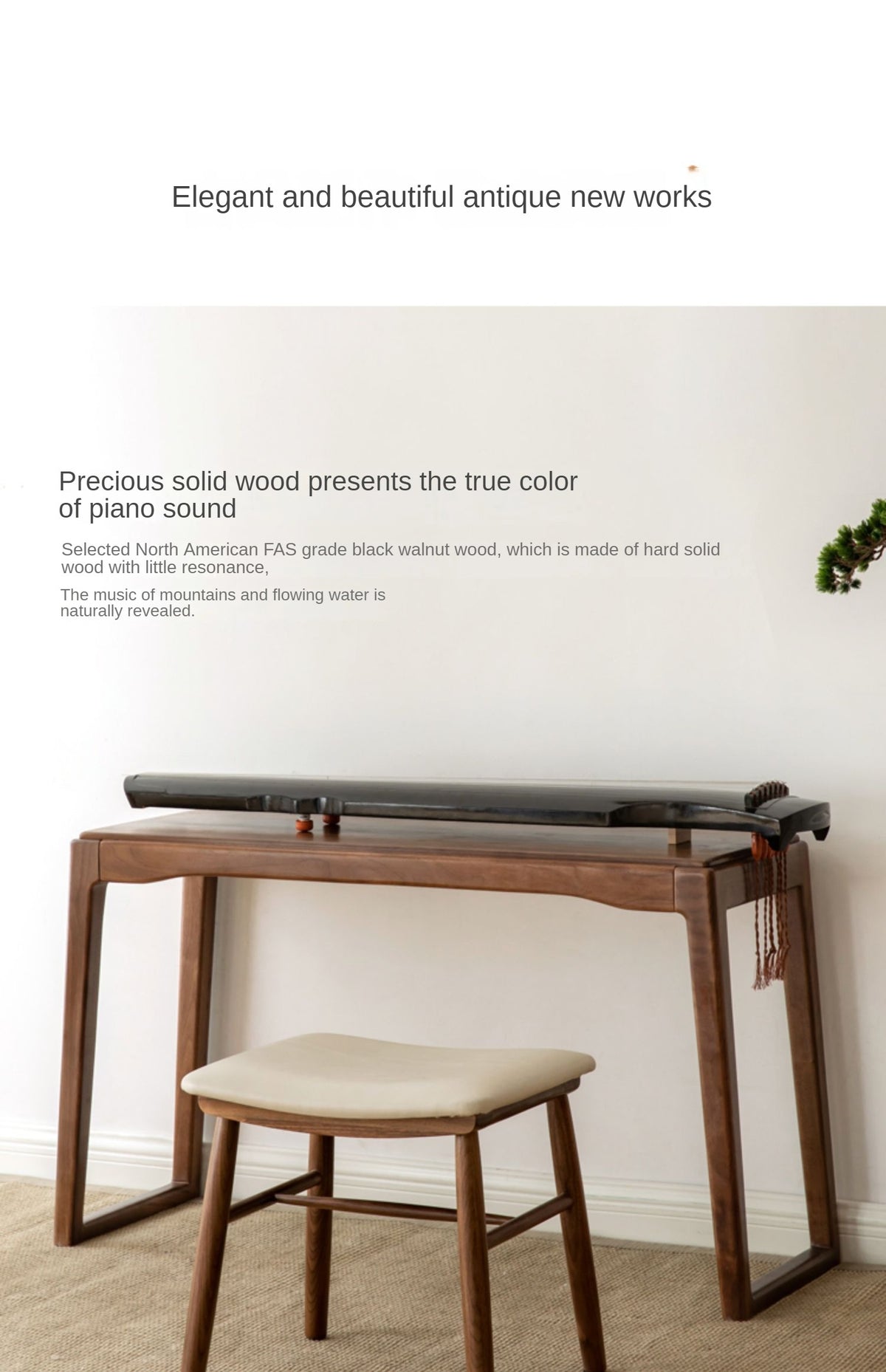 solid wood calligraphy table new Chinese style guqin table Chinese ...