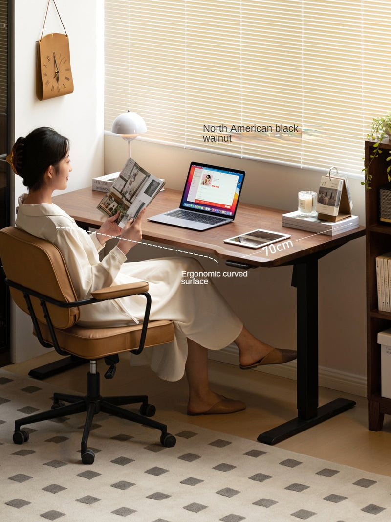 Intelligent Electric Elevating Table Black Walnut Wooden Desk Standing ...