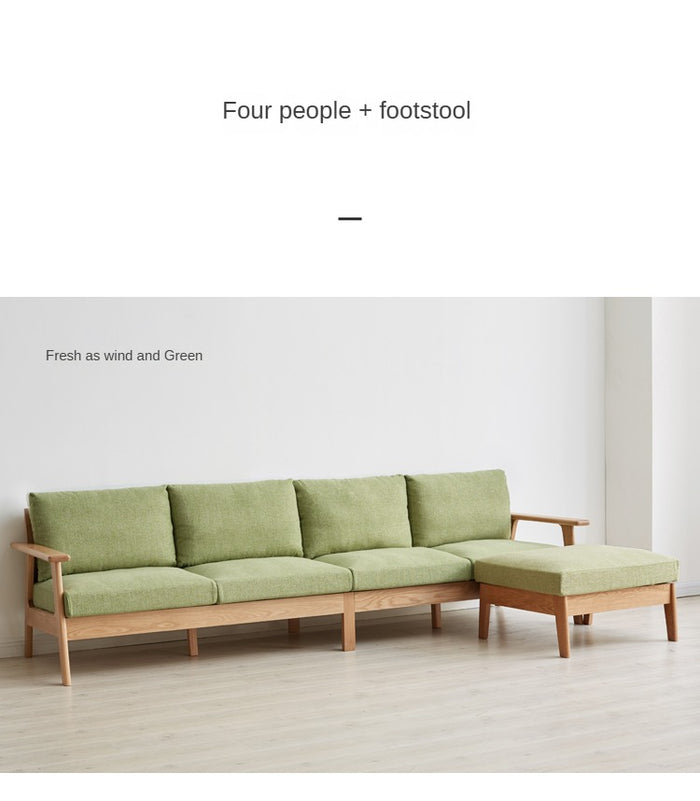 Oak Solid Wood Fabric Sofa 3 colors.