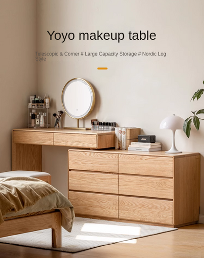solid wood dressing table bedroom oak cupboard dressing table one-piece ...