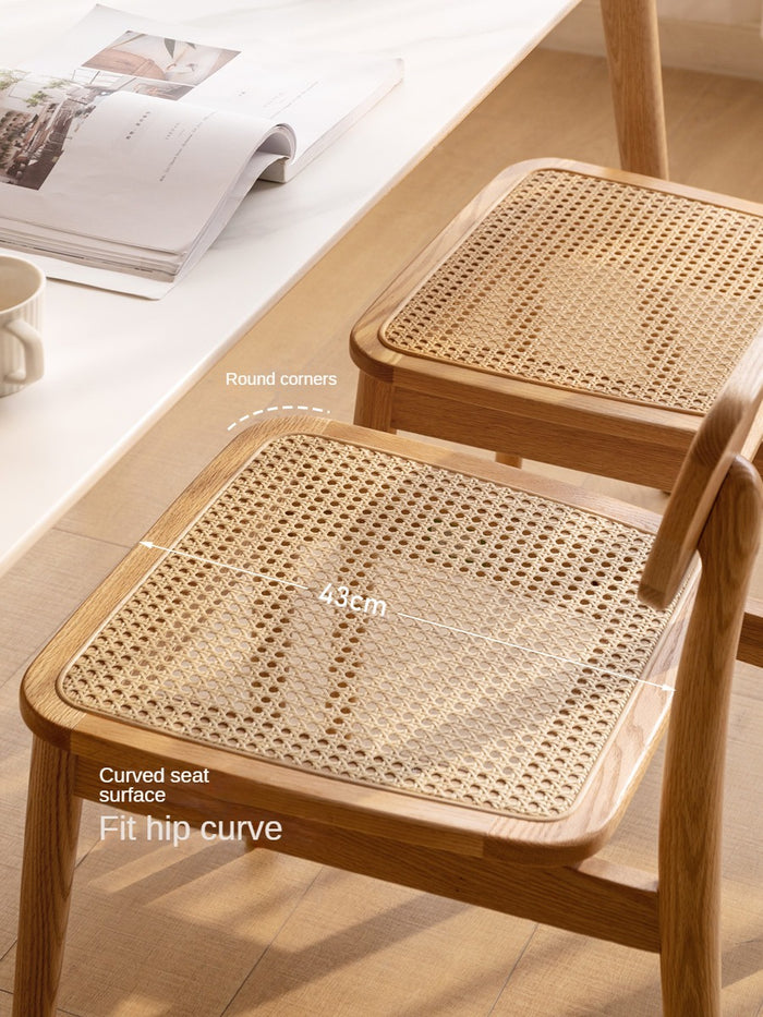 solid wood dining chair oak Nordic rattan chair restaurant home back ...