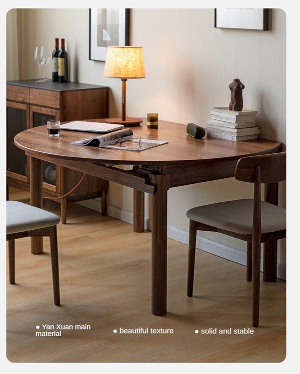 Wood Solid Wood Folding Table Black Walnut Small Unit Simple Dining ...