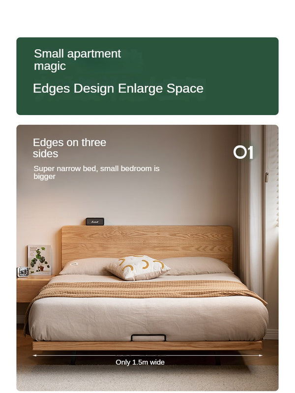 Solid Wood Bed Bedroom Furniture Double Bed Simple Oak Suspended Bed ...