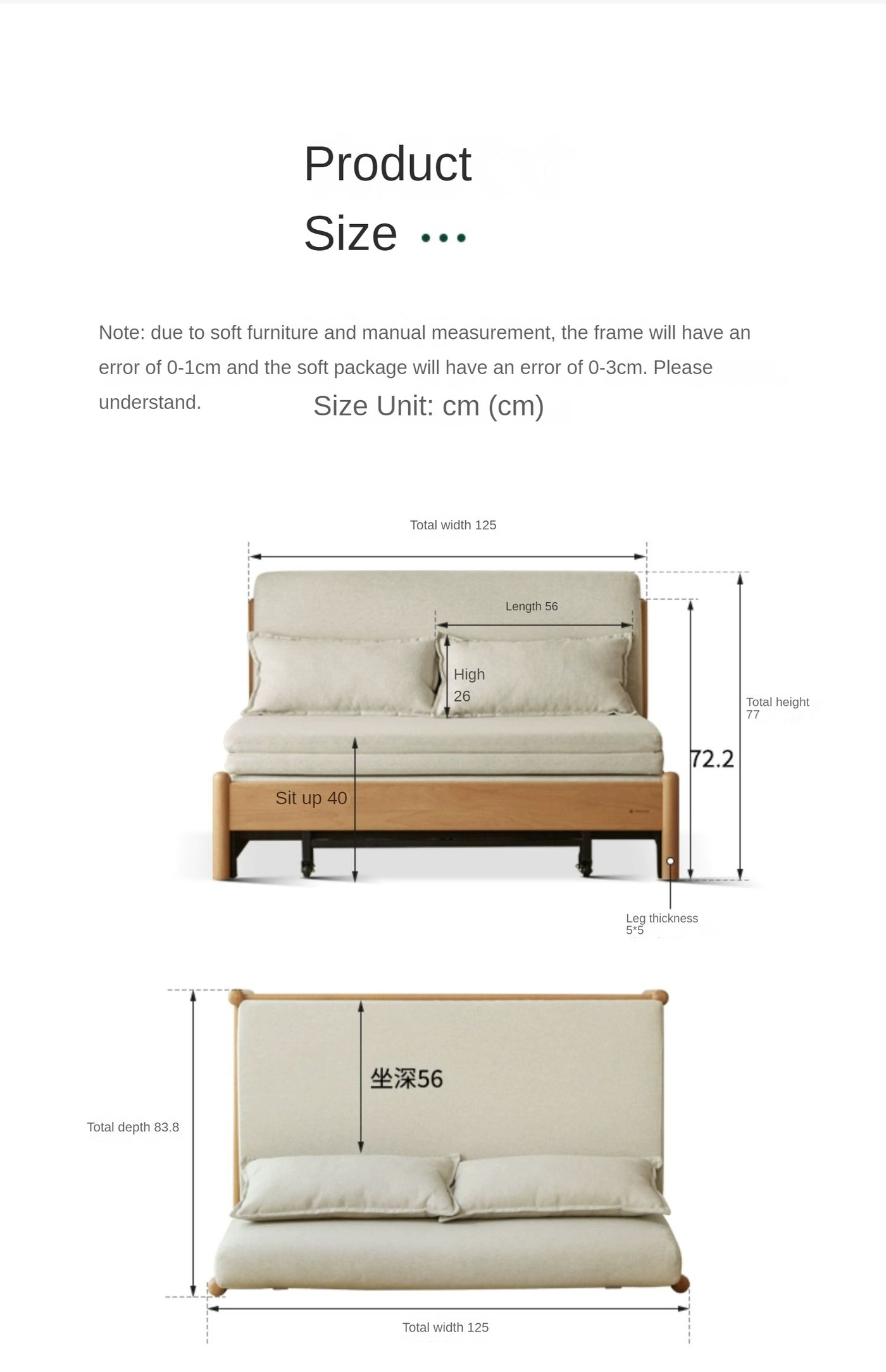 solid wood sofa bed modern minimalist foldable bed Nordic small ...