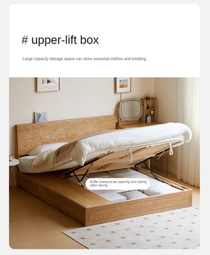 solid wood bed modern minimalist ash wood drawer box bed Nordic bedroom ...