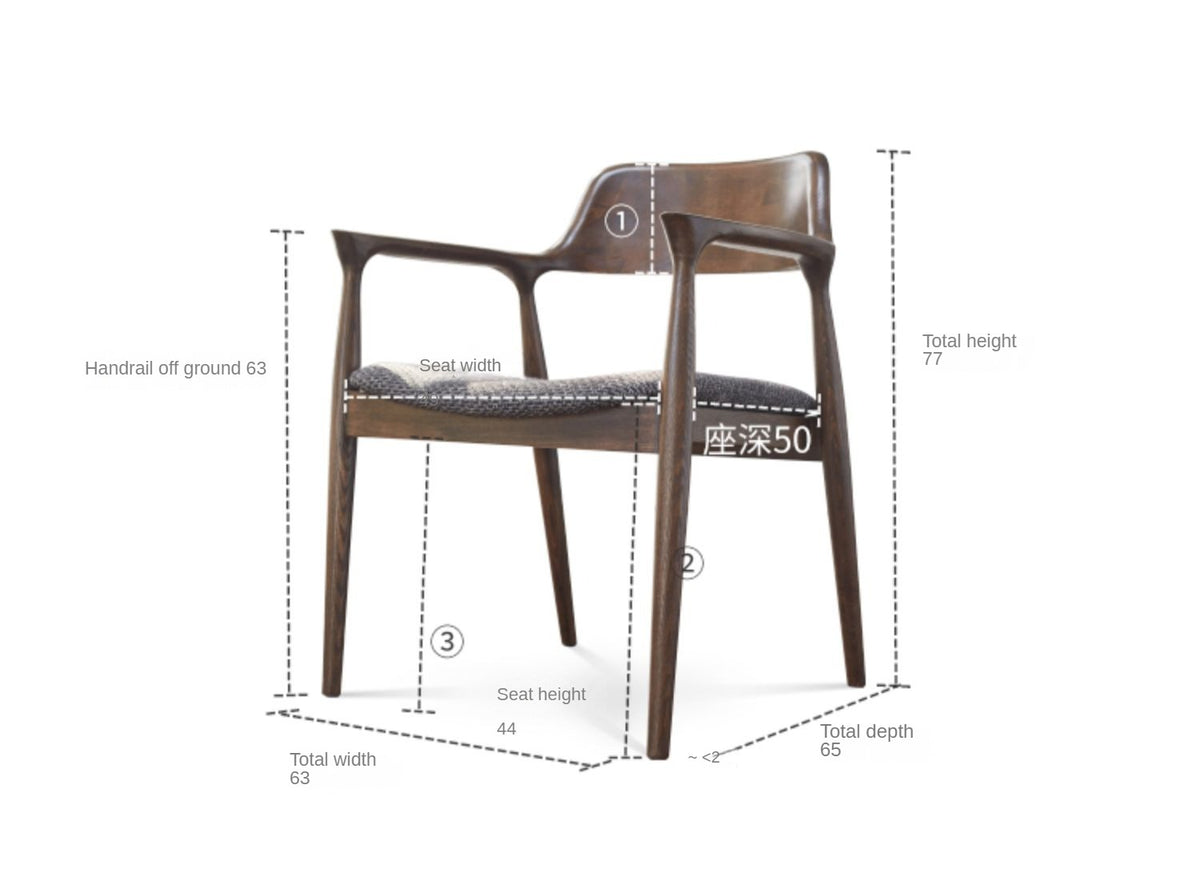 solid wood dining chair Japanese casual coffee chair Ash Hiroshima ...