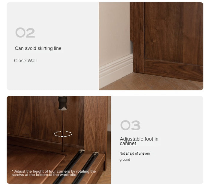 all solid wood sliding door wardrobe home bedroom black walnut sliding ...