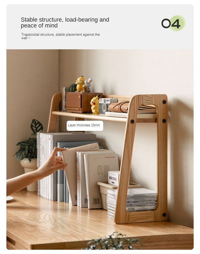 solid wood small bookshelf simple desk shelf office storage rack oak ...