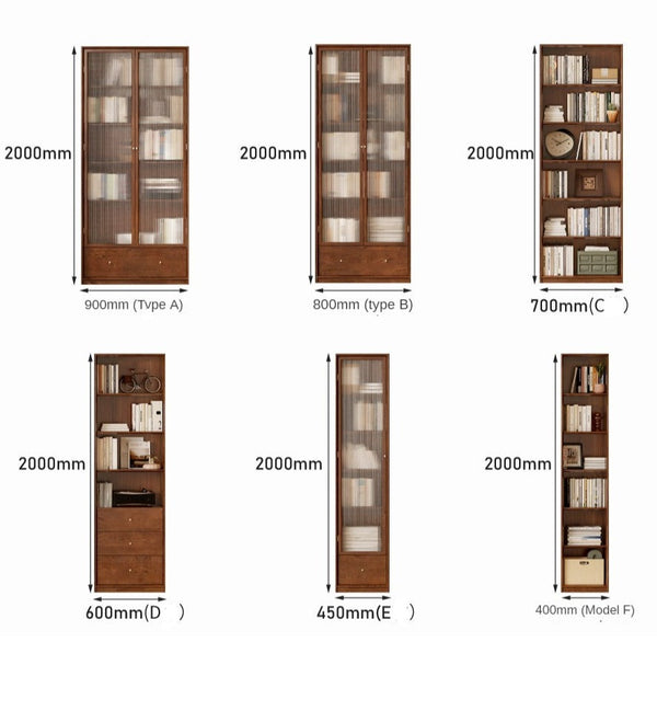 solid wood dust-proof glass door bookcase background wall floor-to ...