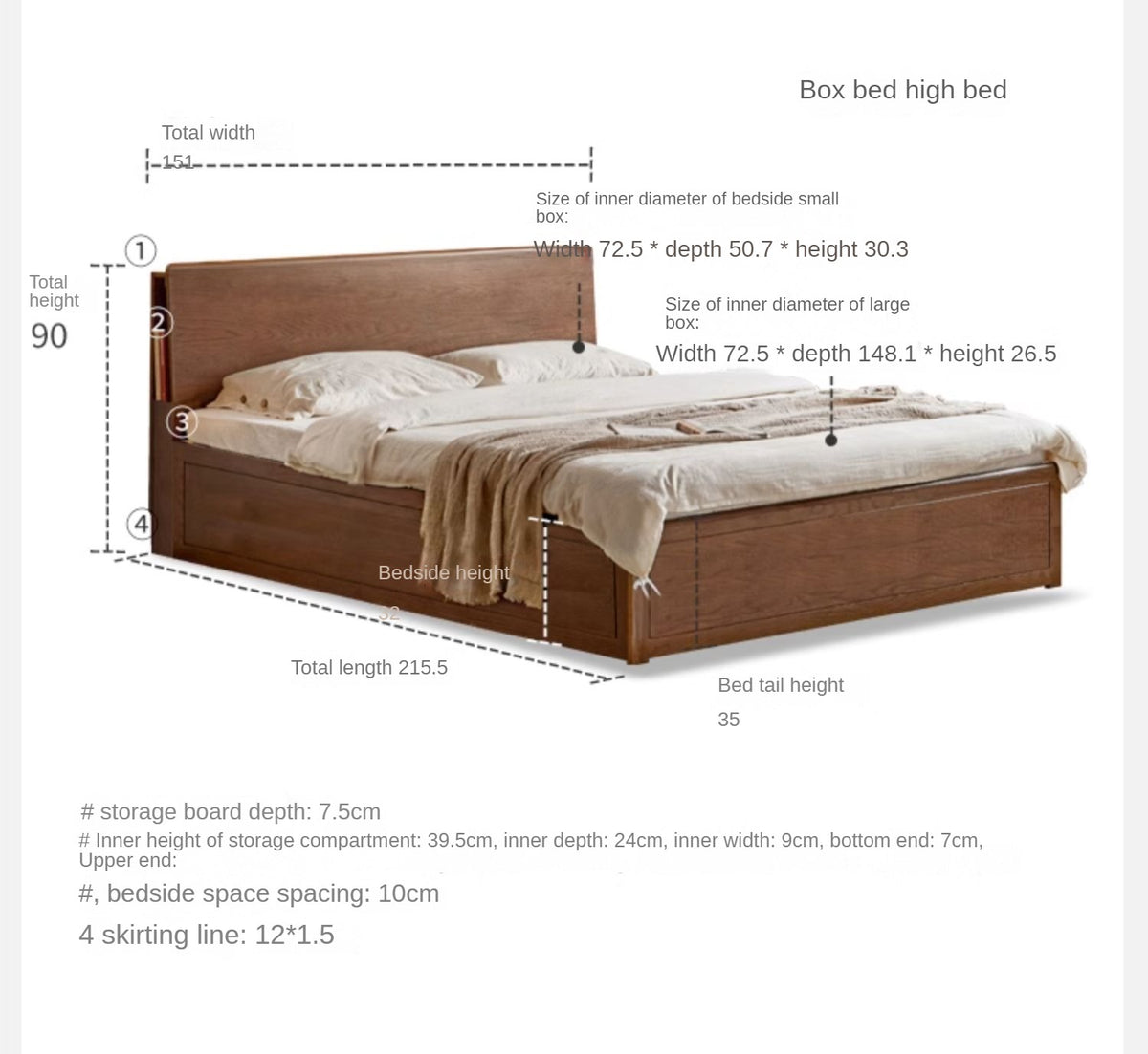 Solid Wood Bed Modern Simple Multifunctional Storage Box Bed Nordic ...