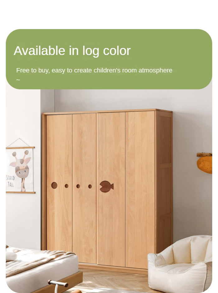 Beech Solid Wood Kids Sliding Door Wardrobe