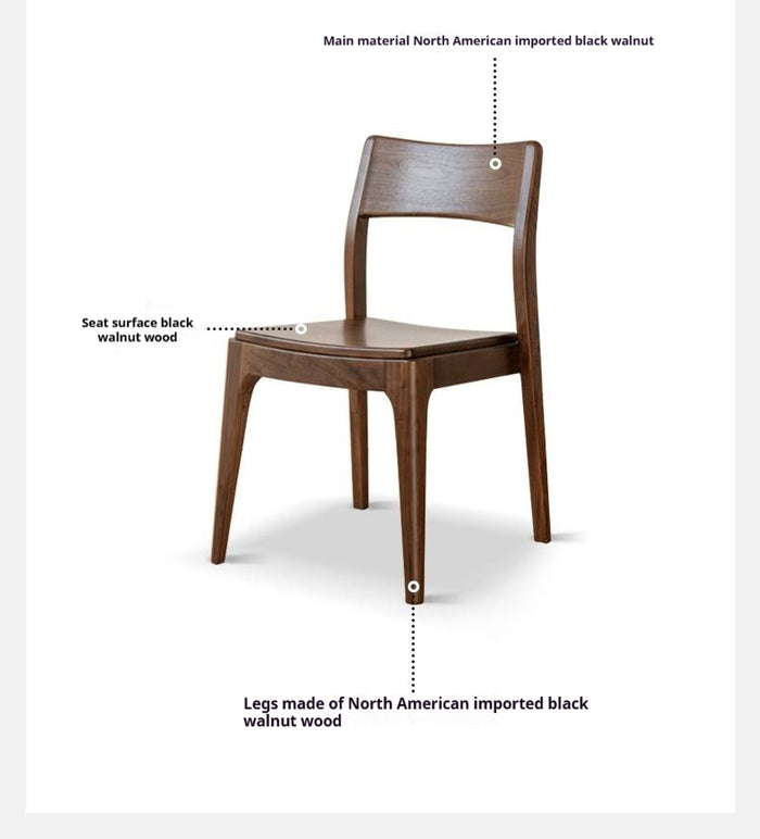 Solid Wood Dining Chair Restaurant Simple Dining Chair Black Walnut ...