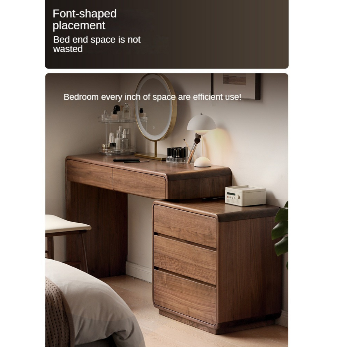 solid wood dressing table chest of drawers simple black walnut ...