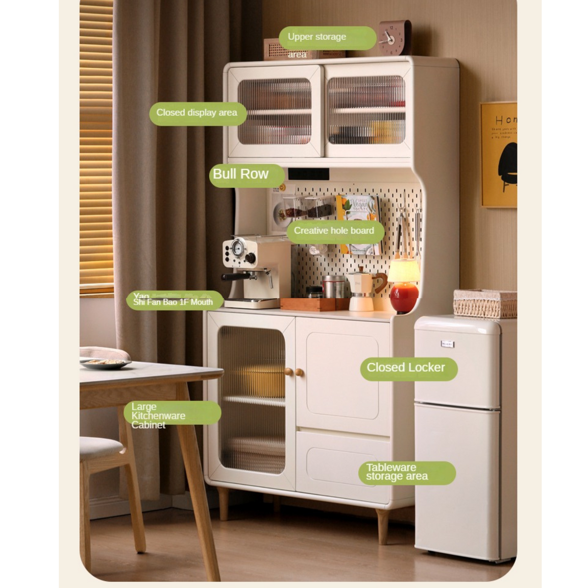 Solid Wood Rock Board Dining Sideboard Restaurant Cream Style Shelf ...