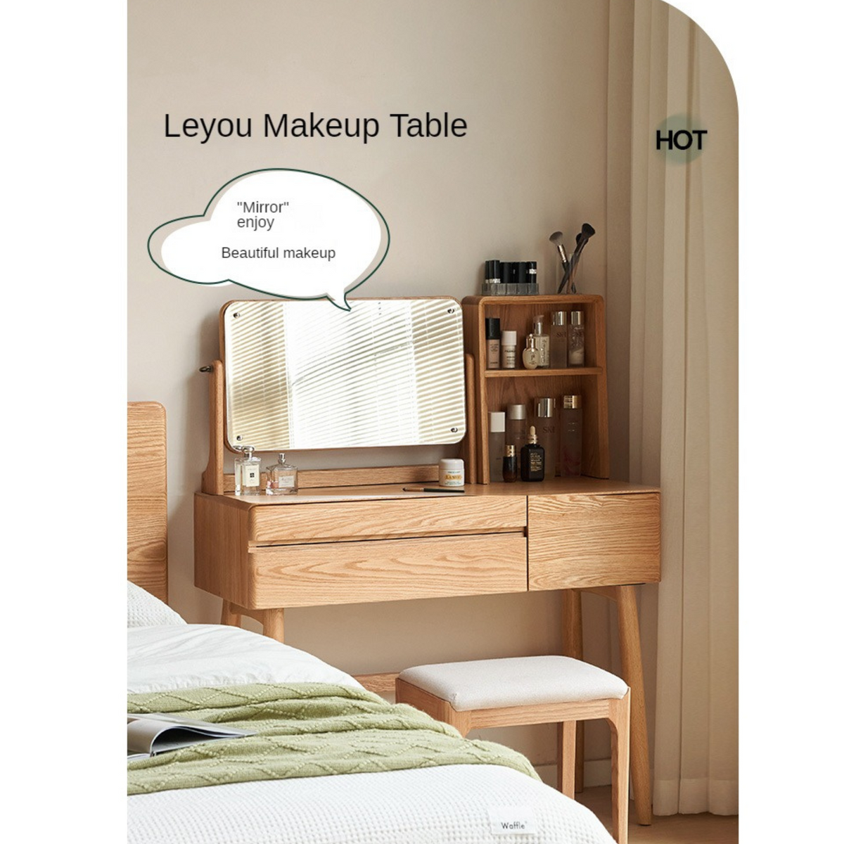 Solid Wood Dressing Table Oak Nordic Style Dressing Table Bedroom ...