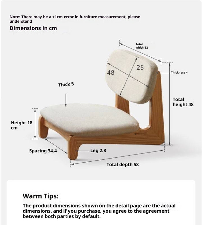 Solid Wood Tatami Tea Chair Modern Simple Living Room Sofa Chair Ash ...