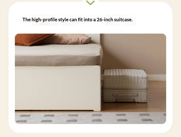 Rubberwood Solid Wood Bed — Modern Minimalist White Box Design