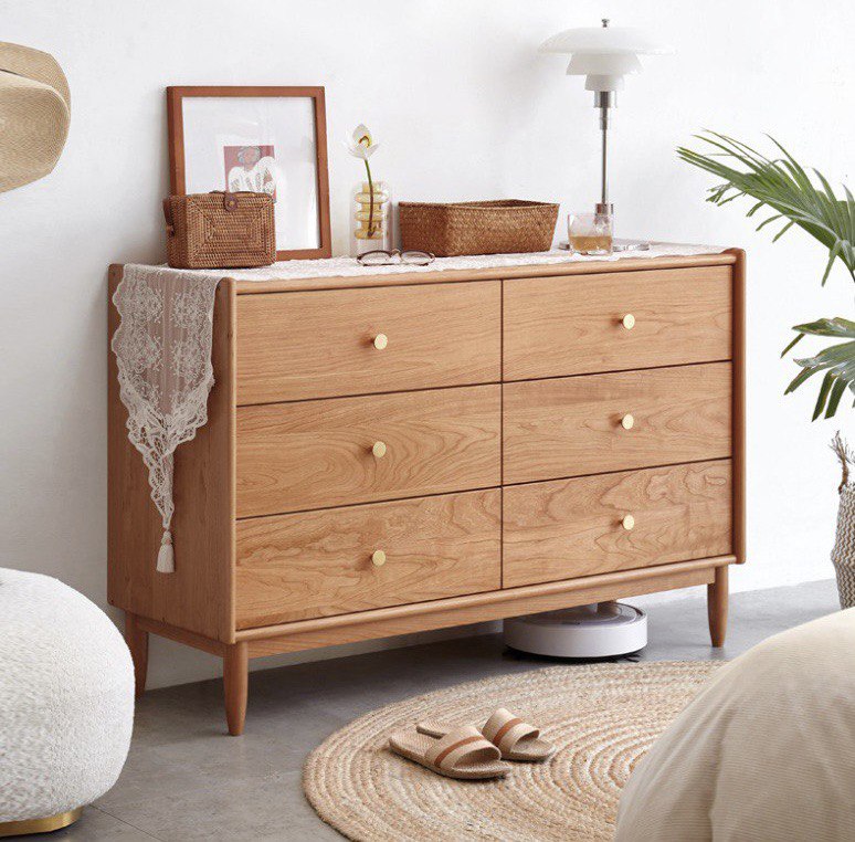 Cherry wood 6 drawer dresser store