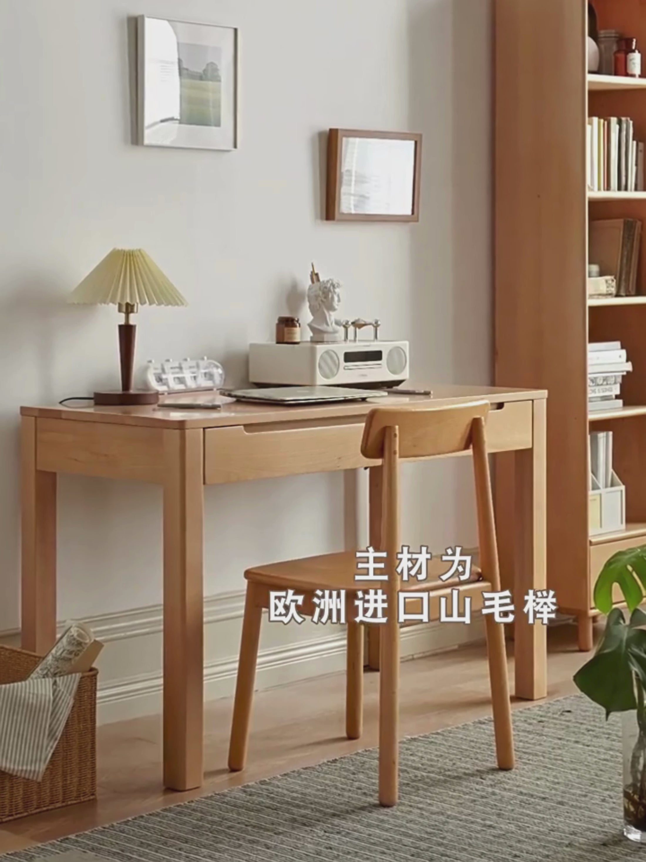 solid wood computer desk simple desk log desk small apartment study ...