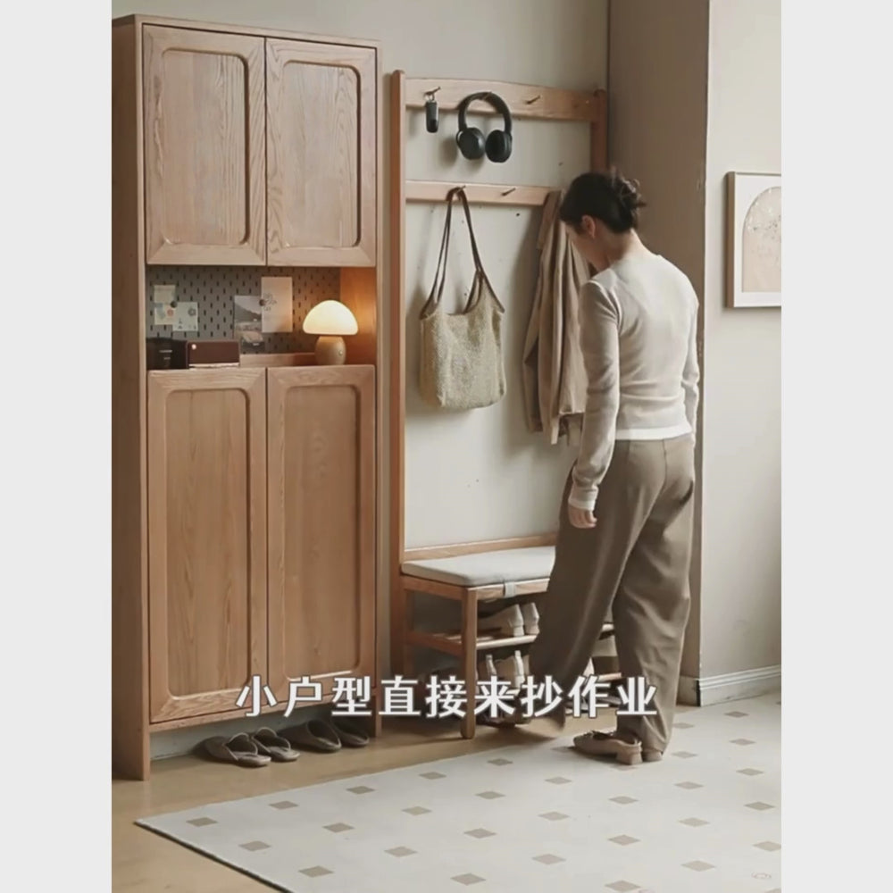 solid wood shoe changing stool hanger integrated living room simple ...