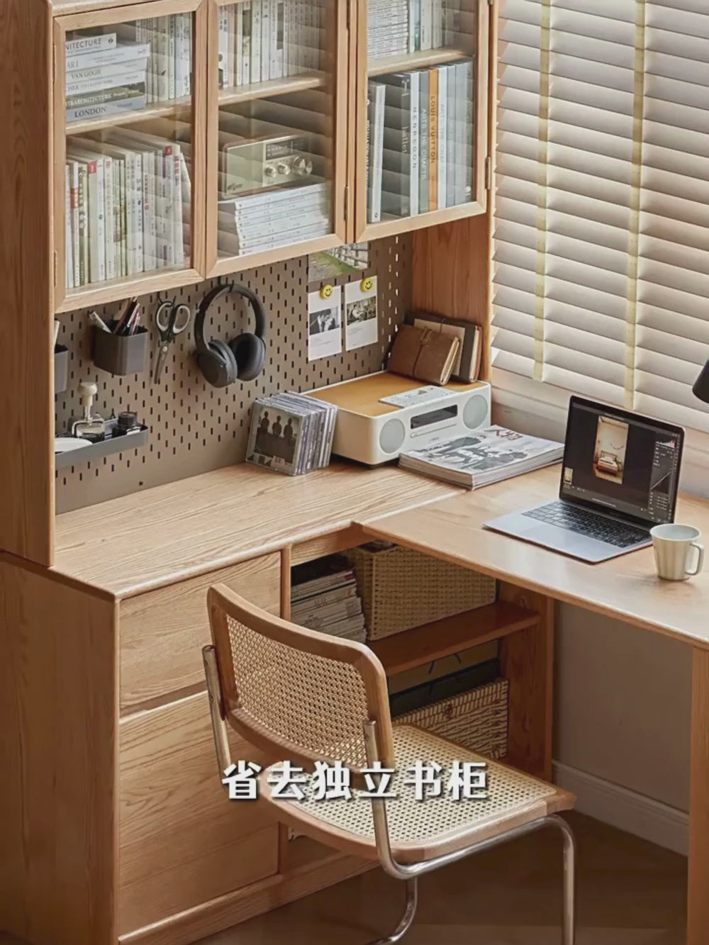 Solid Wood Desk Bookcase Integrated Corner Table Study Home Study Table ...