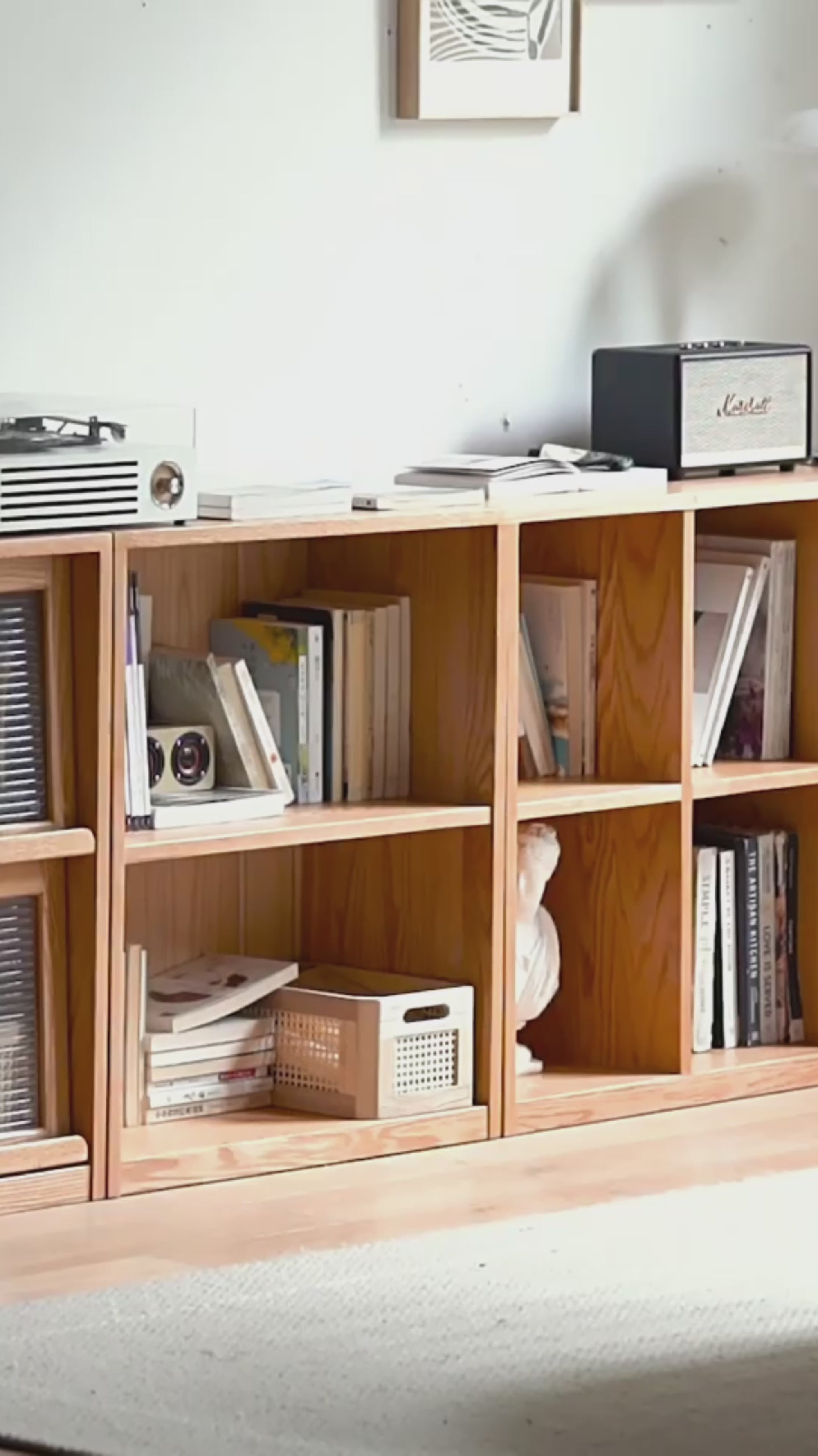 Black Walnut, Oak Solid Wood Combination Bookshelf, Floor Shelf