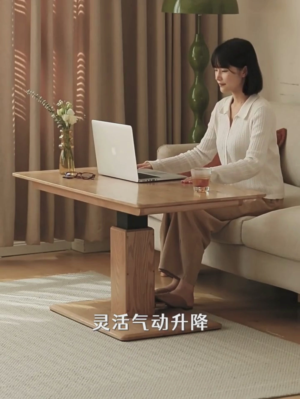 solid wood coffee table living room lifting tea table modern simple ...