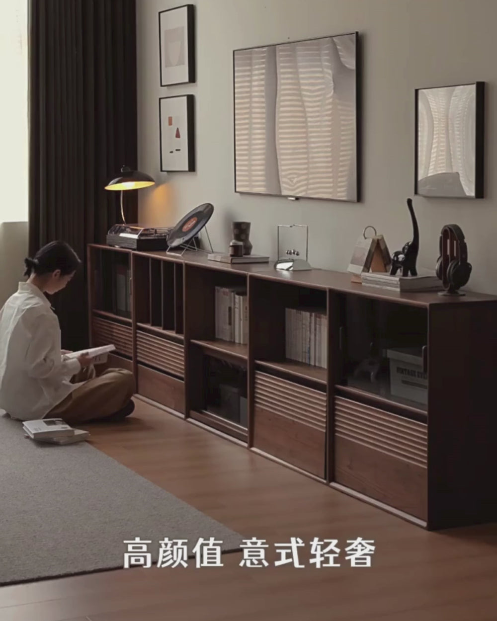 solid wood bookcase study light luxury style combination module cabinet ...