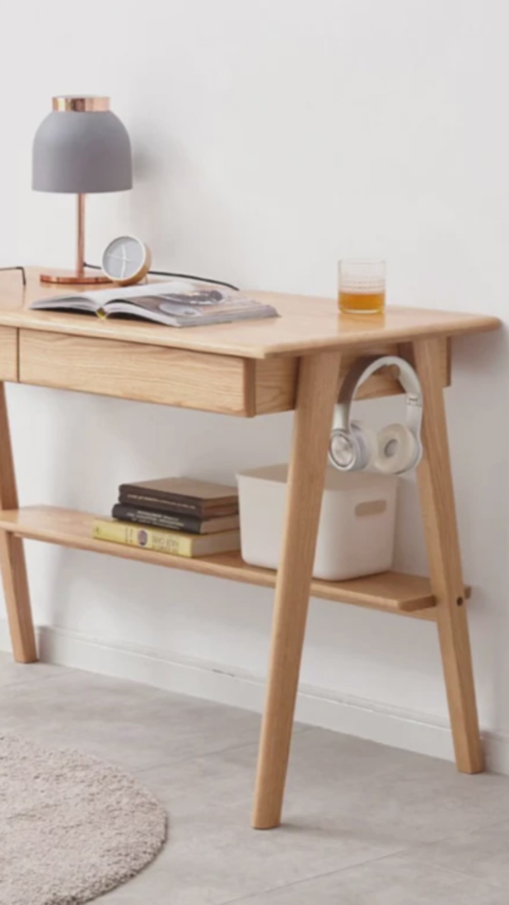 Oak Solid Wood Office Desk Bottom Divider
