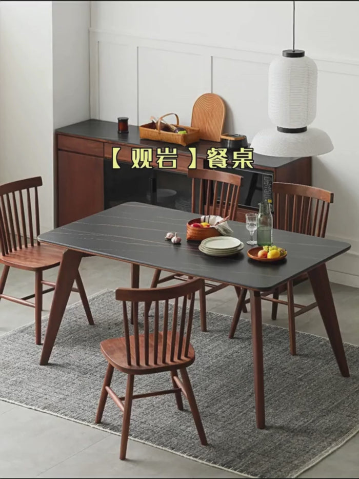 solid wood slate dining table modern simple rectangular table North ...